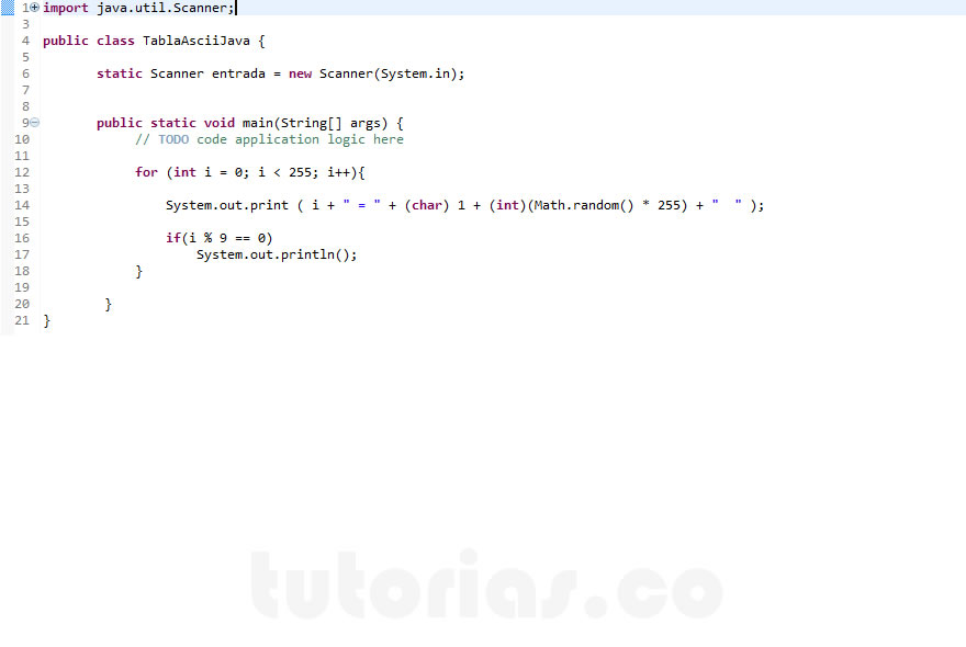 TablaAsciiJava | Tutorias.co