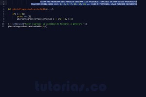 recursividad – python (serie progresiva fraccion media) | Tutorias.co