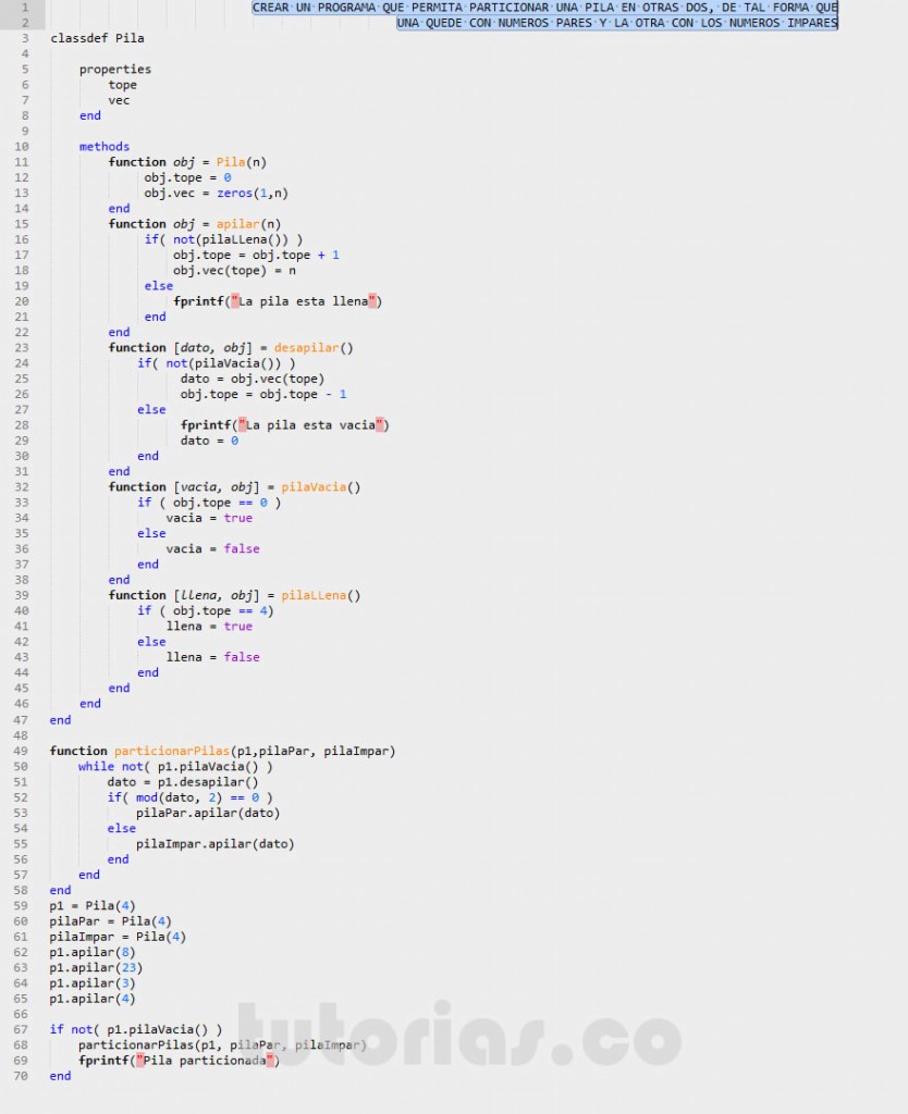 pilas + matLab (particionar pila en dos) | Tutorias.co pilas + matLab (particionar pila en dos) | Tutorias.co