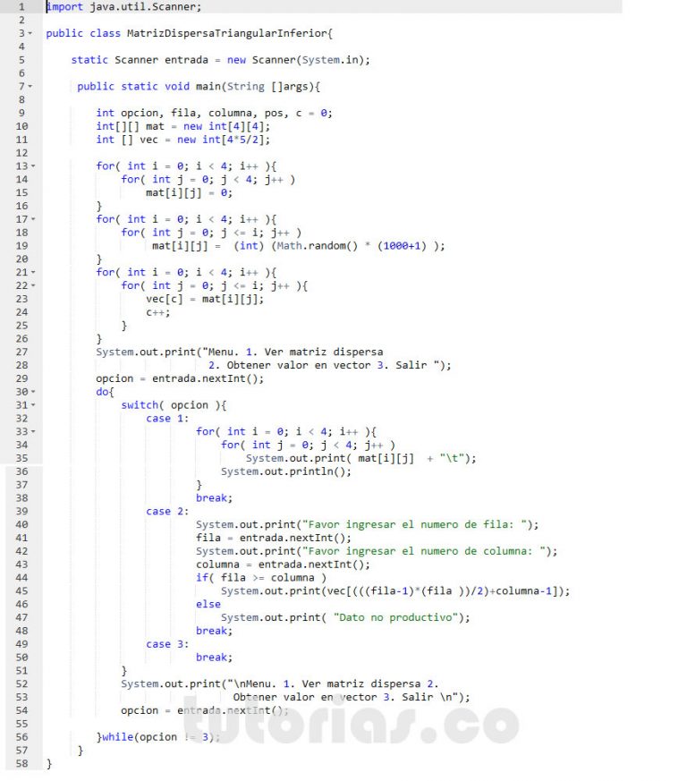 arrays – java (matriz dispersa triangular inferior en vector) | Tutorias.co arrays – java (matriz dispersa triangular inferior en vector) | Tutorias.co