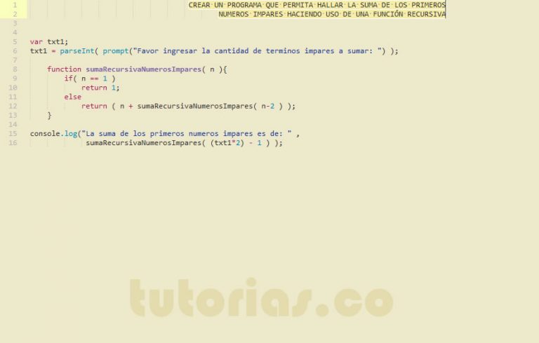 recursividad + javascript (suma recursiva de numeros impares) | Tutorias.co