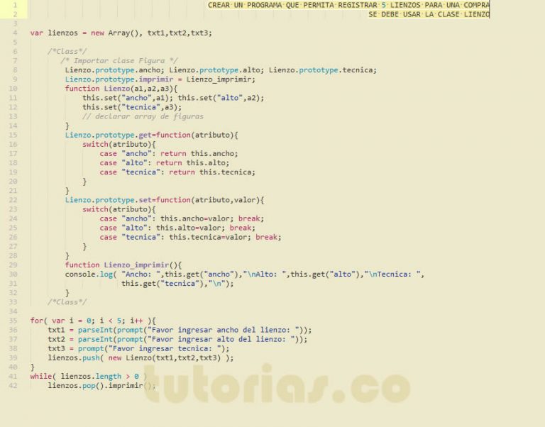 POO + javascript (aplicacion clase Lienzo) | Tutorias.co