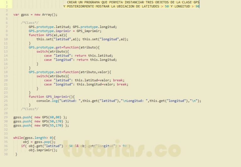 POO + javascript (clase consulta GPS) | Tutorias.co