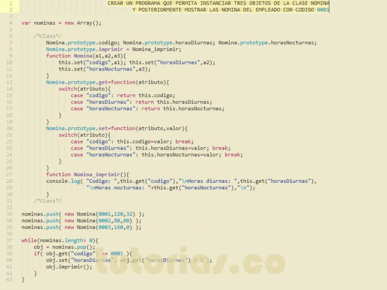 POO + javascript (clase consulta Nomina) | Tutorias.co