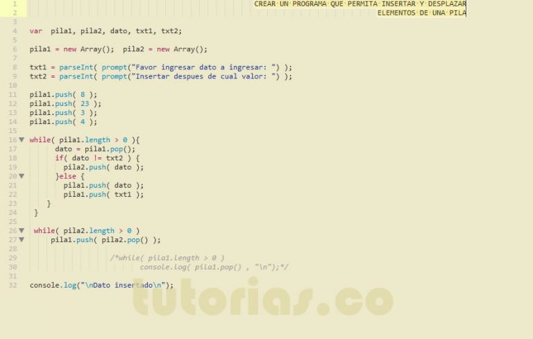 pilas + javascript (insertar y desplazar elementos) | Tutorias.co