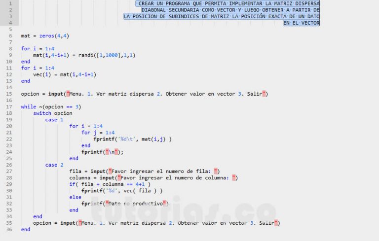 arrays – matLab (matriz dispersa diagonal secundaria en vector ... arrays – matLab (matriz dispersa diagonal secundaria en vector ...