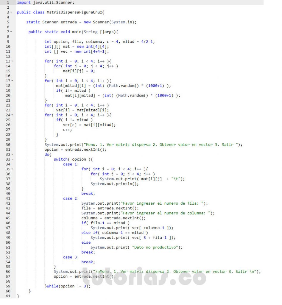 arrays – java (matriz dispersa figura cruz en vector) | Tutorias.co arrays – java (matriz dispersa figura cruz en vector) | Tutorias.co