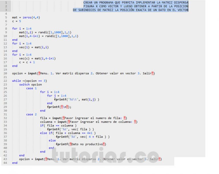 arrays – matLab (matriz dispersa figura X en vector) | Tutorias.co arrays – matLab (matriz dispersa figura X en vector) | Tutorias.co