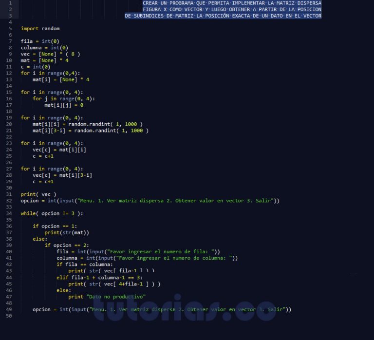 arrays– python (matriz dispersa figura X en vector) | Tutorias.co arrays– python (matriz dispersa figura X en vector) | Tutorias.co