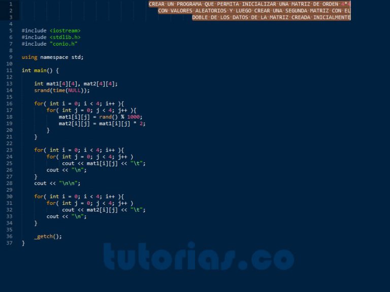 arrays – visual C++ (el doble de una matriz) | Tutorias.co arrays – visual C++ (el doble de una matriz) | Tutorias.co