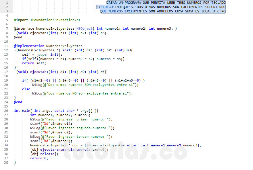 POO + Objective C (numeros excluyentes) | Tutorias.co POO + Objective C (numeros excluyentes) | Tutorias.co