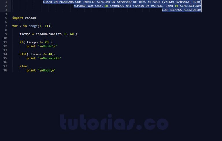 ciclo for – python (simulacion de un semaforo) | Tutorias.co