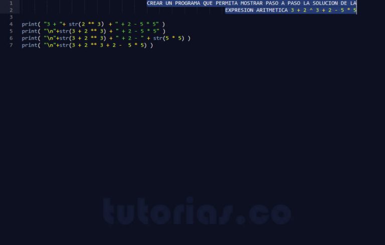 operadores – python (operacion aritmetica paso a paso) | Tutorias.co