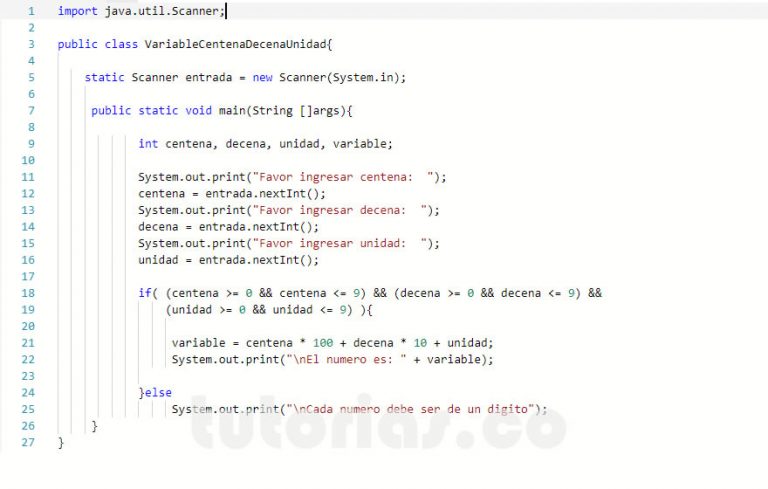 sentencia if-else – java (variable centena decena unidad) | Tutorias.co