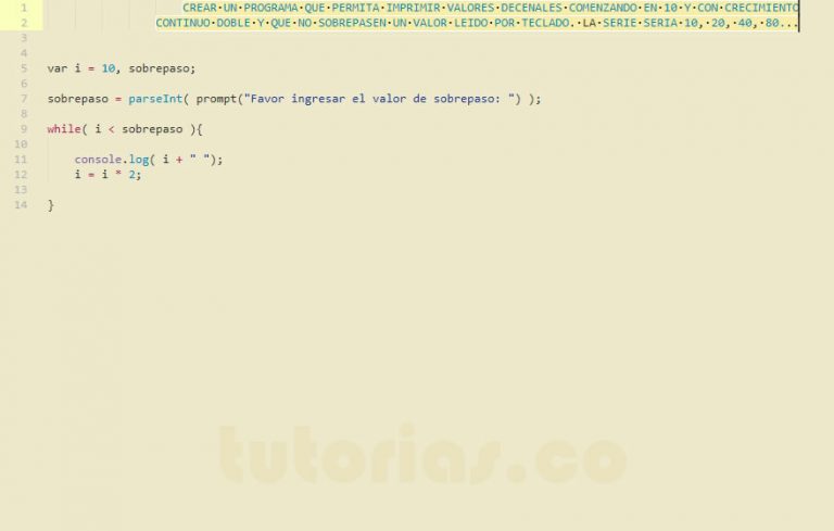 ciclo while – javascript (serie numerica creciente doble) | Tutorias.co