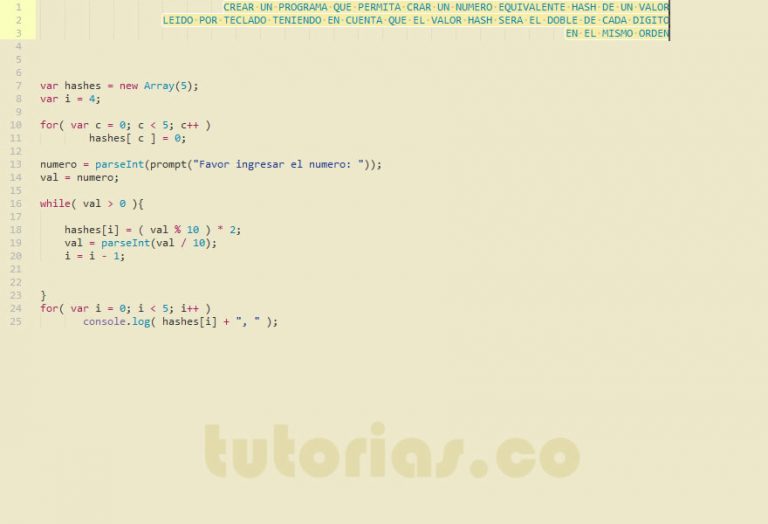 arrays + javascript (hash de un valor numerico) | Tutorias.co