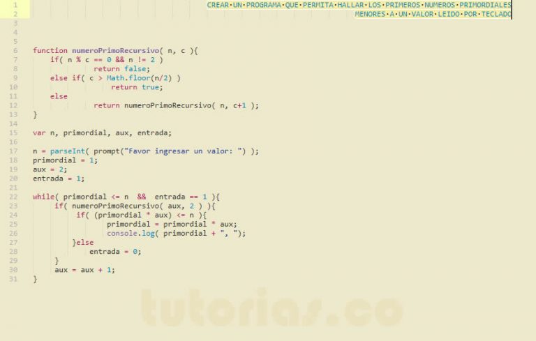 funciones + javascript (numeros primordiales) | Tutorias.co