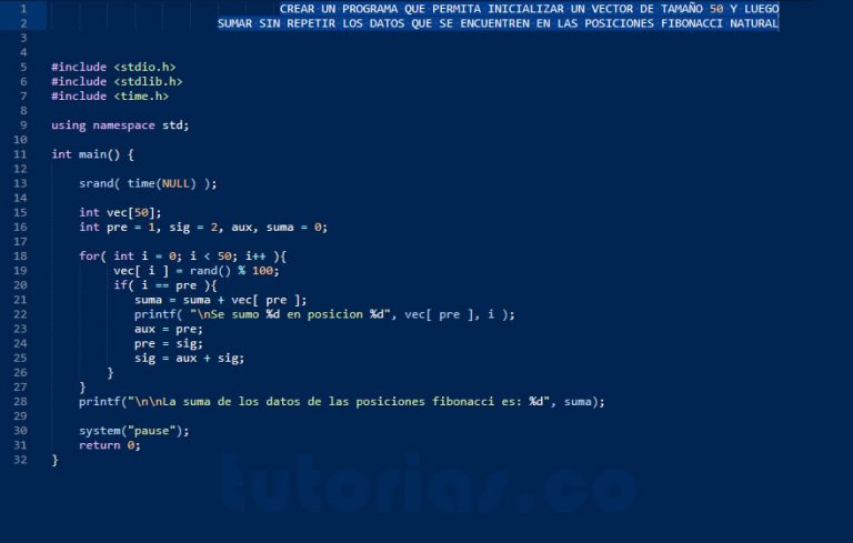 arrays – turbo C (suma vector posiciones fibonacci) | Tutorias.co arrays – turbo C (suma vector posiciones fibonacci) | Tutorias.co