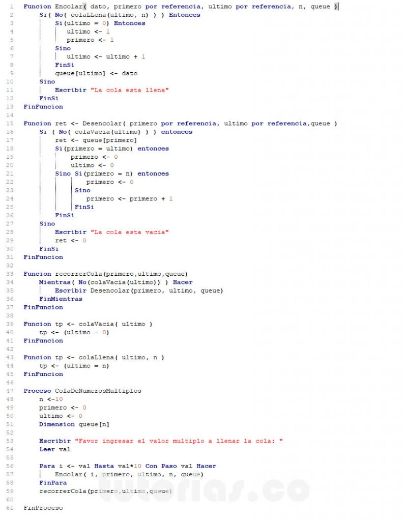 colas + pSeint (cola de numeros multiplos) | Tutorias.co