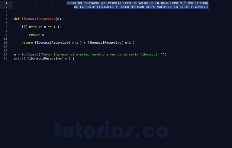 recursividad – python (funcion fibonacci nesimo termino ) | Tutorias.co